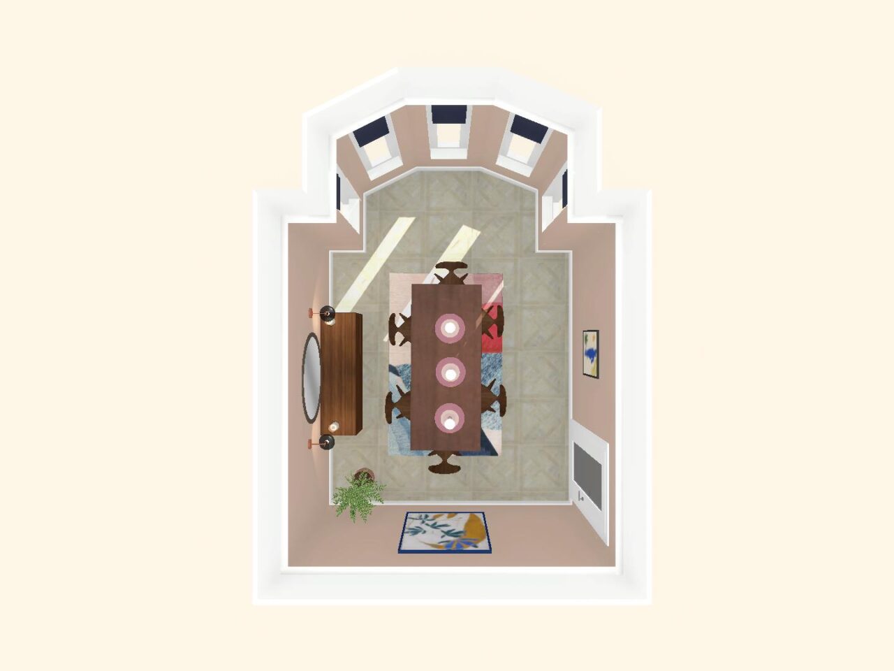 Mid Century Dining Room Layout - Signaturize Room Creator